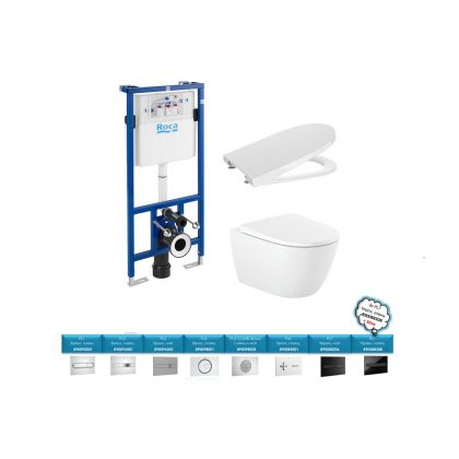 ROCA Ona Комплект за WC Duplo 4 в 1, Ona Rimless (бутон по избор ...