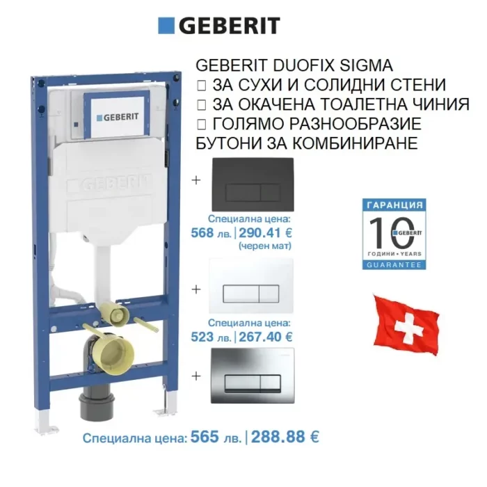 Geberit Duofix с бутон Delta 50 Пакет структура за вграждане – elea